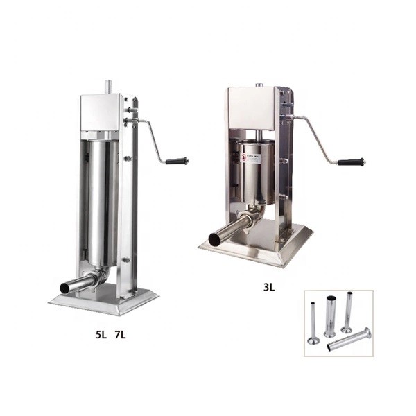 (TYPE 1 Polished Stainless Steel) Sausage extruder, hand-crank meat ...