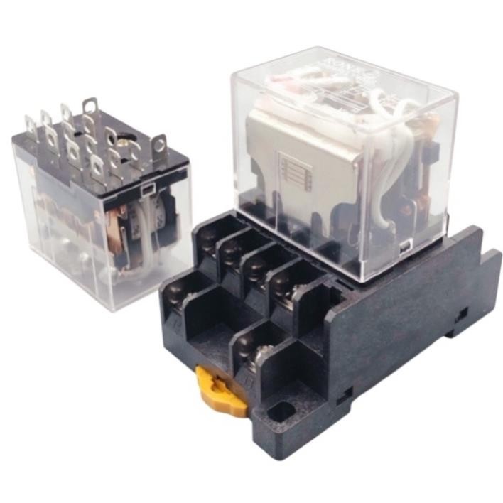 Intermediate relay MY4N-J 14 large flat pins with voltage lights 12VDC ...