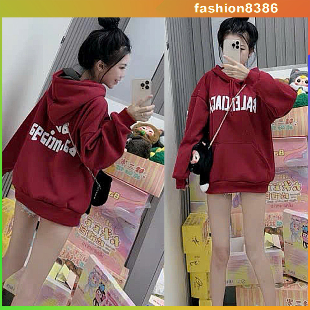 Thick cotton fleece hoodie, wide form, big red 2-layer hat | Shopee Malaysia