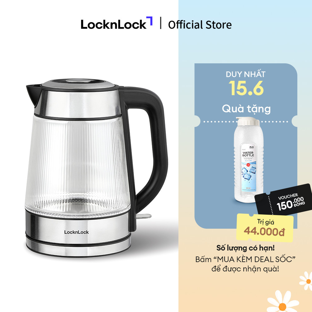 LocknLock Glass Electric Kettle 1.8L with led light and filter ...