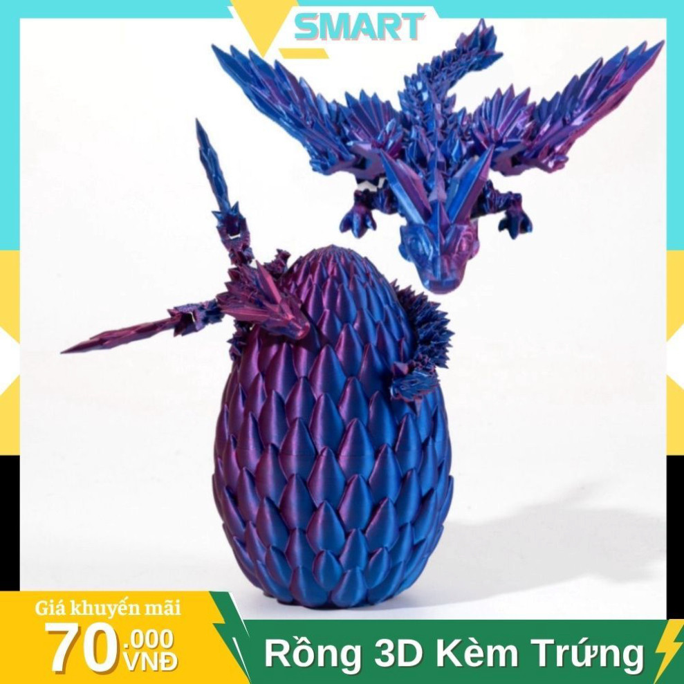 3D Printed Dragon Model with Multicolored Dragon Eggs Moving Joints ...