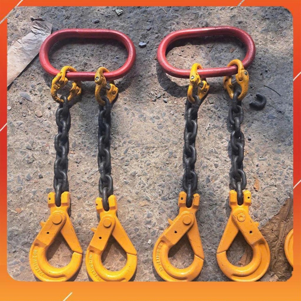 2-ton beam chain set with black lifting chain G80, cargo crane chain ...