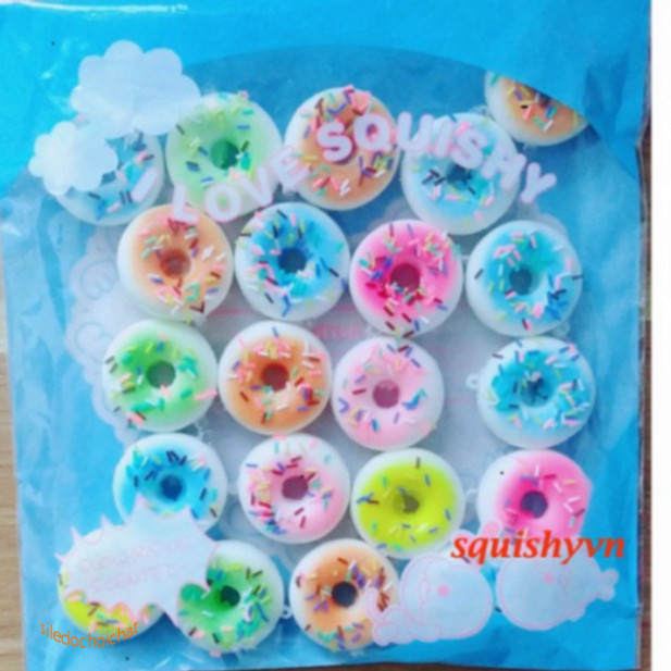 Combo set of 20 cute donut-shaped squishy keychains, with nuggets ...