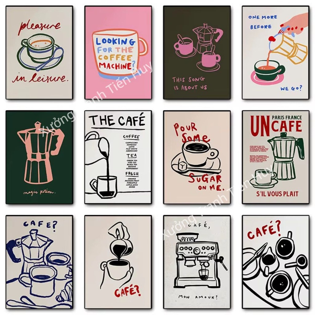 Coffee shop wall Poster with coffee machine print - Mon Amour Cafe ...