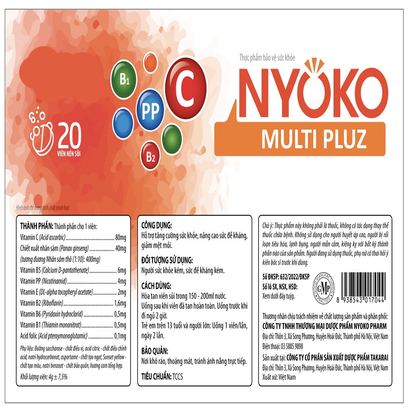 4 Tubes Of Effervescent vitamin multi Pluz With Ginseng Extract Increase The Body'S Resistance ...