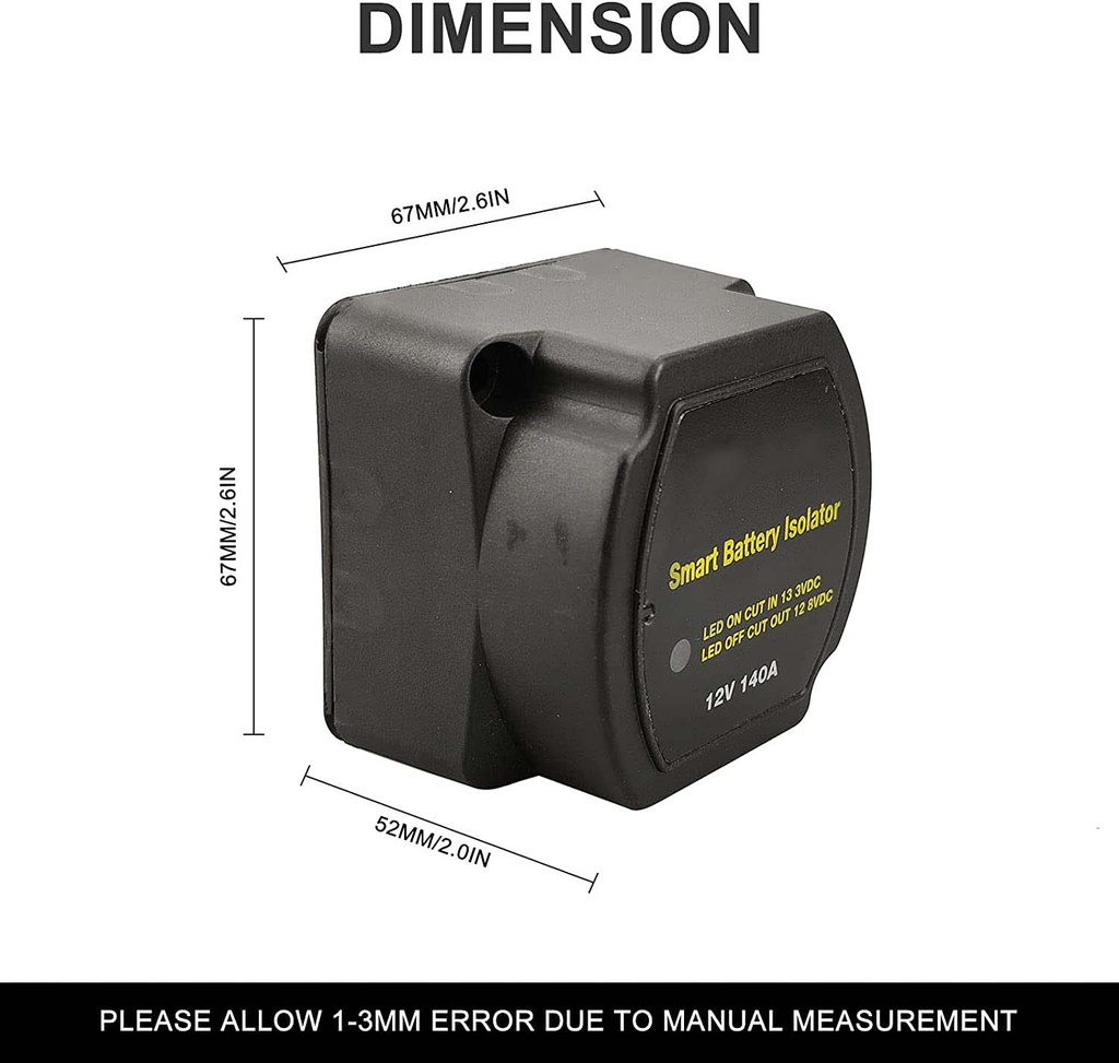 Dual Battery Isolator 12V 140Amp, Voltage Sensitive Relay VSR ...