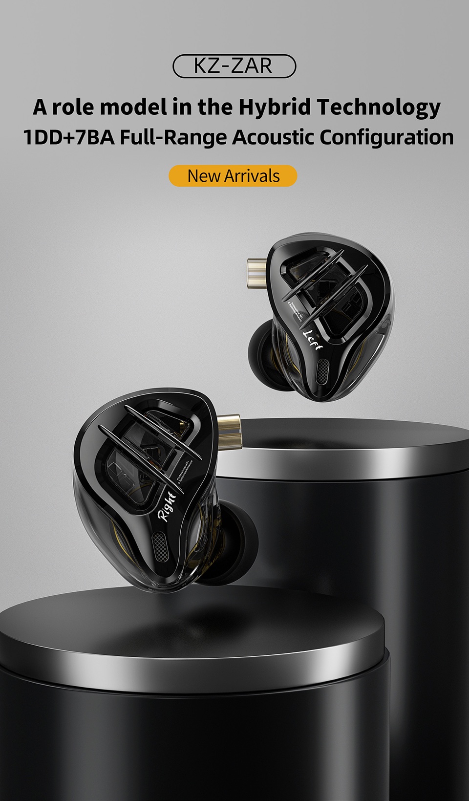 KZ ZAR HiFi Wired Earphone Hybrid Technology 7BA+1DD In Ear Monitor ...