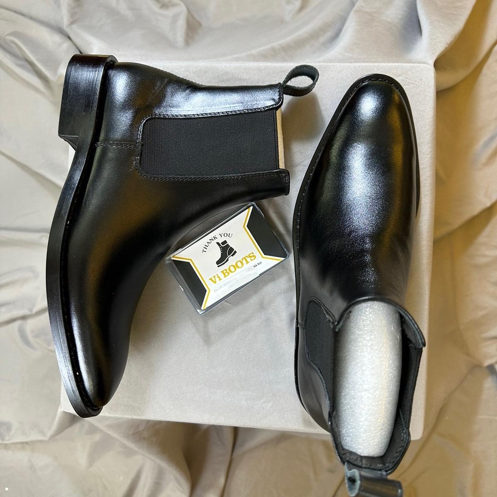 Chelsea Boots Classic Wooden Sole Nappa Cowhide High Collar, Genuine ...
