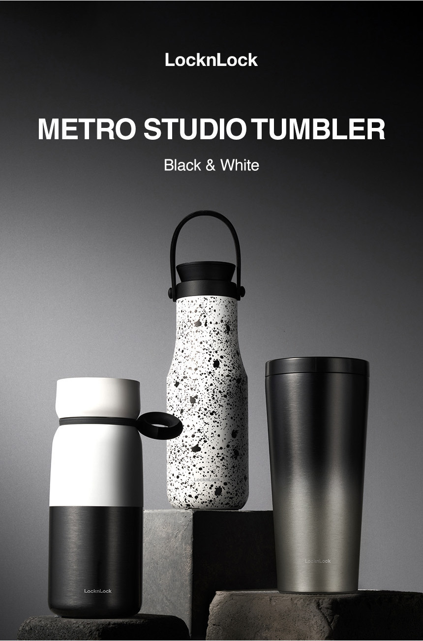 LocknLock Metro Studio Black n White Tumbler 540ml, 480ml, 470ml stainless steel | Shopee Malaysia