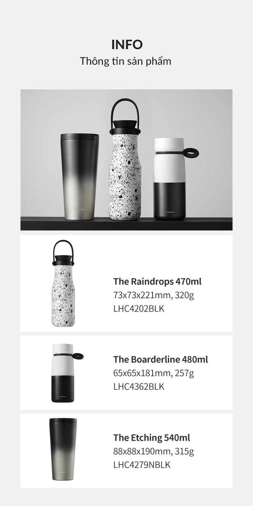 LocknLock Metro Studio Black n White Tumbler 540ml, 480ml, 470ml stainless steel | Shopee Malaysia