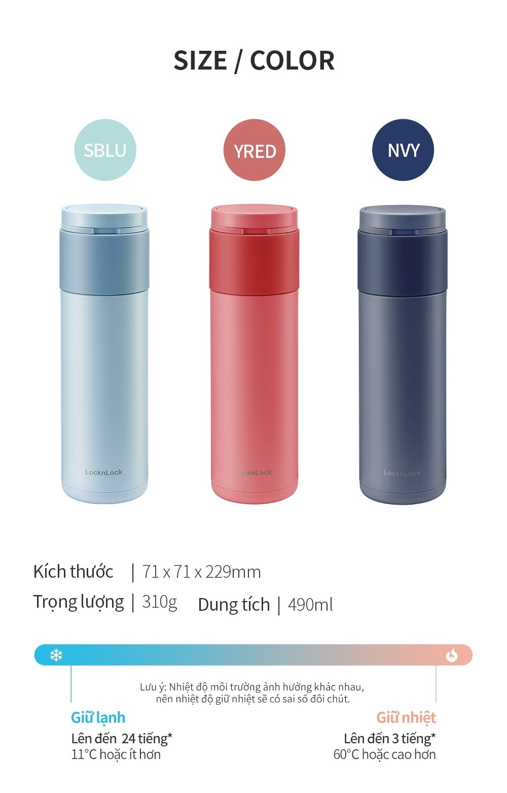 Locknlock Hidden Moon LHC3275 thermos bottle, capacity 490ml - 3 colors | Shopee Malaysia
