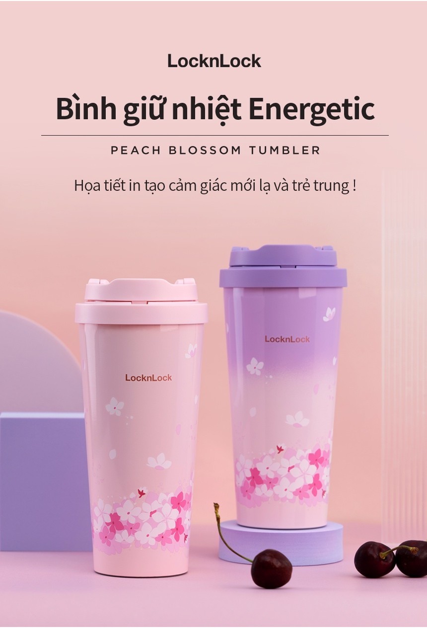 Lock&Lock Energetic one-touch tumbler 550ml and 400ml LHC3249 (Peach Blossom version) | Shopee ...