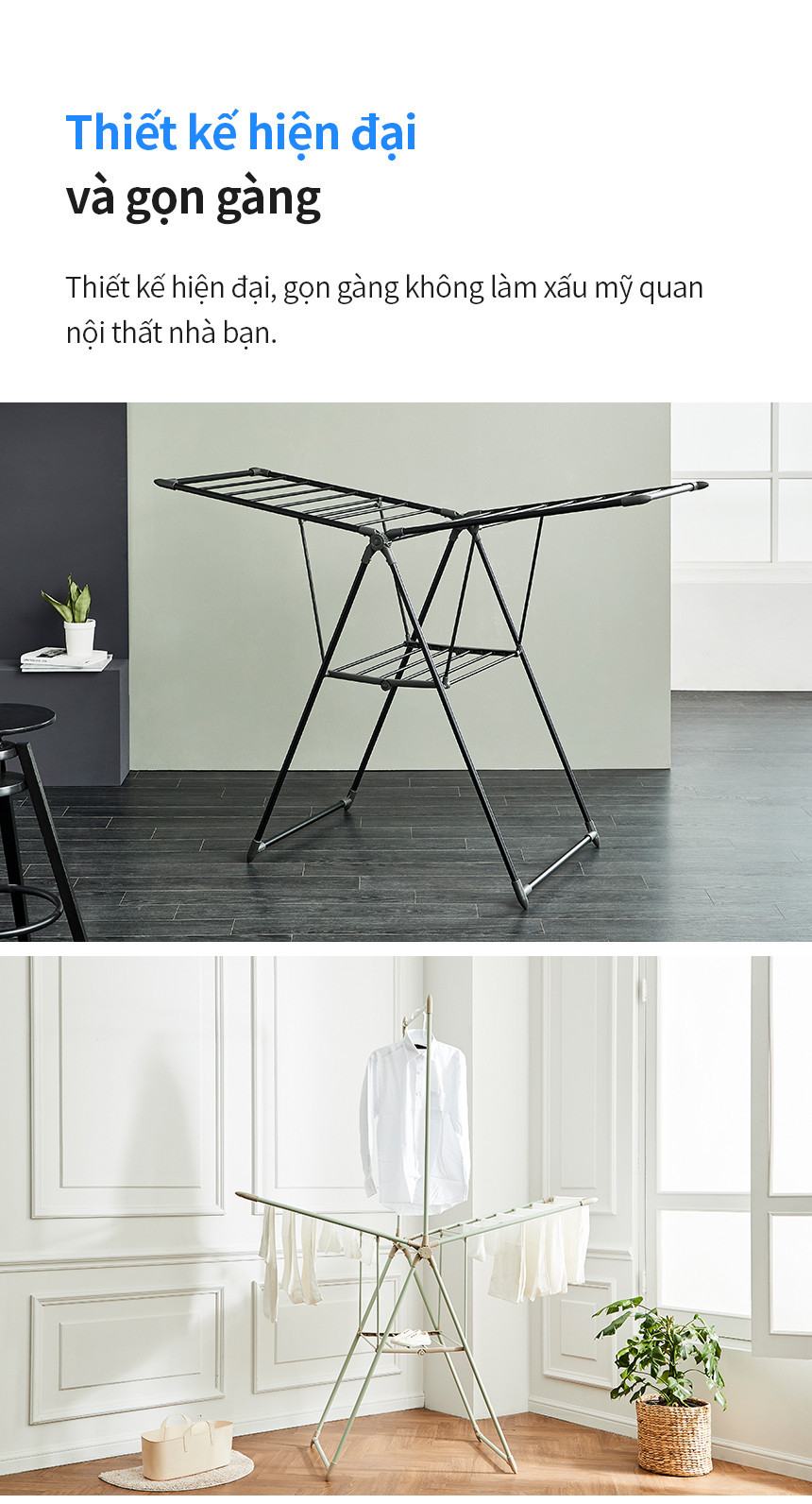 Sturdy A-shaped folding Drying Rack, made of black iron Lock&Lock ...
