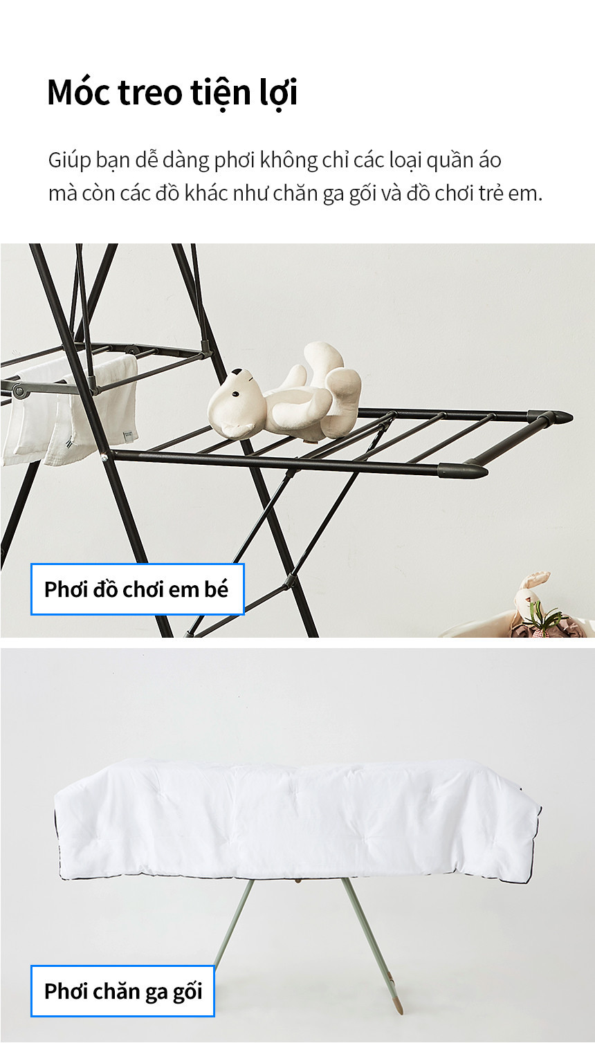Sturdy A-shaped folding Drying Rack, made of black iron Lock&Lock ...