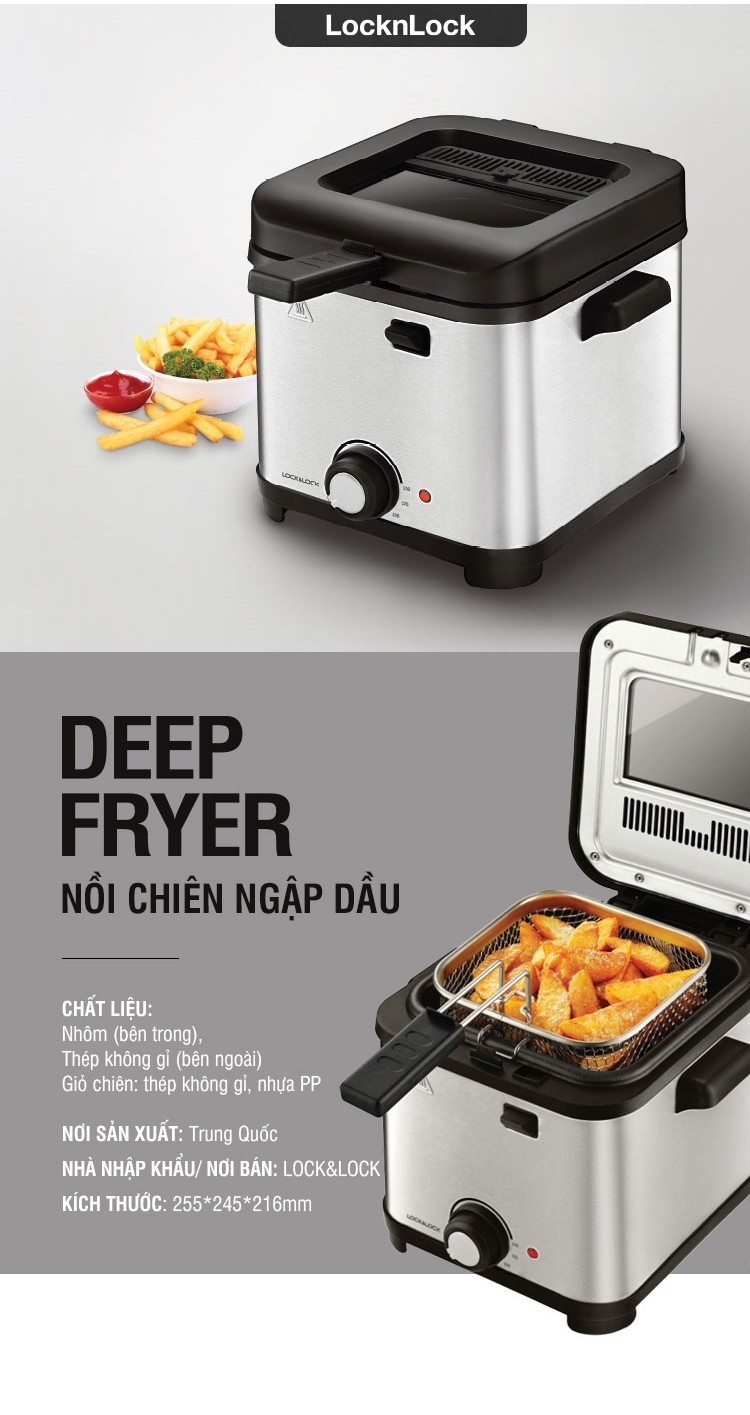 LOCK & LOCK Lock Deep Fryer&Lock Deep Fryer 1.5L - Silver - EJF716SLV ...