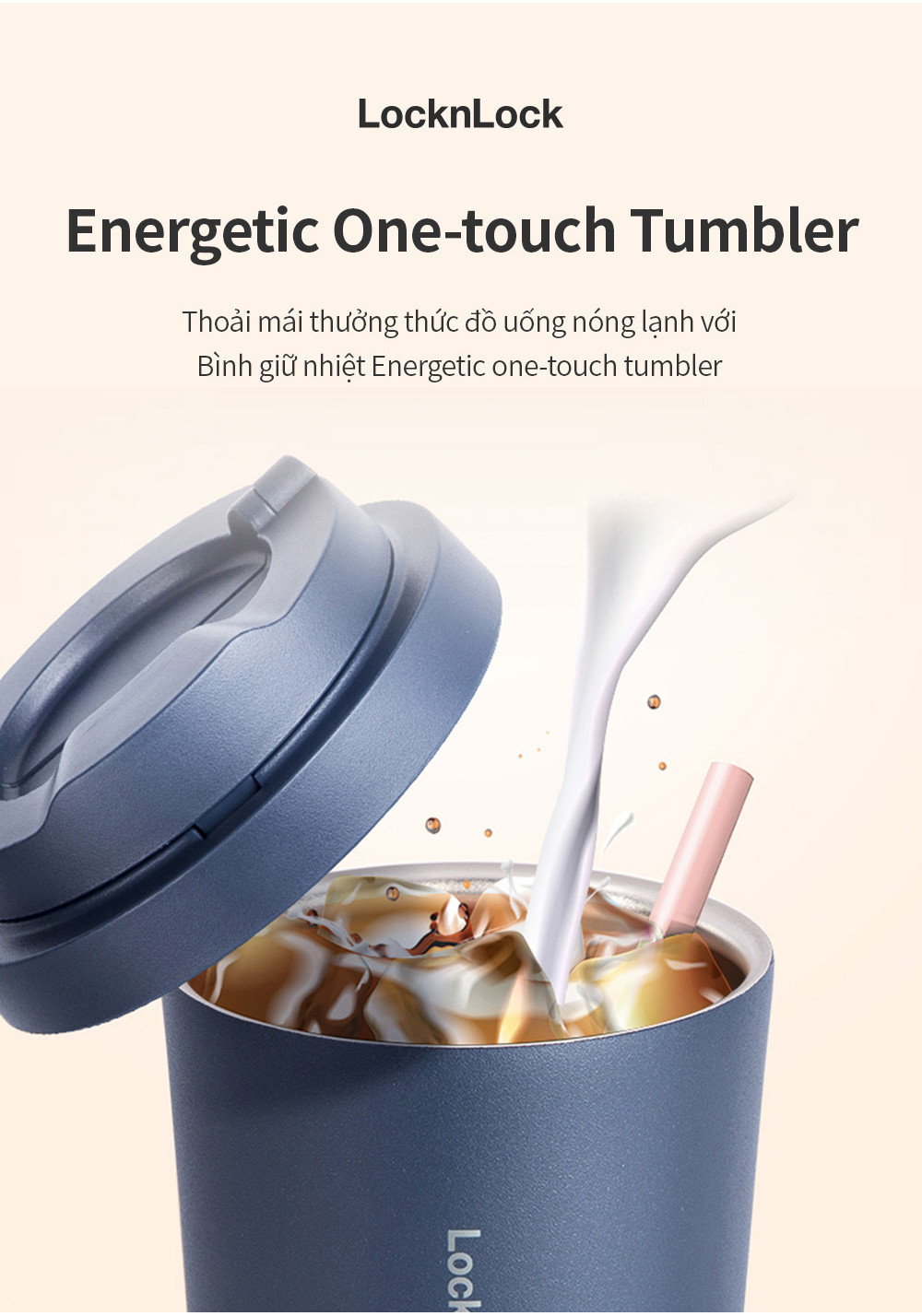 Lock&Lock Energetic one-touch stainless steel thermos bottle 316L 550ml and 400ml - LHC3249 (4 ...