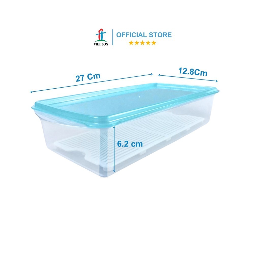 Viet Son Rectangular Plastic Food Container with Sealed Lid and Drain ...