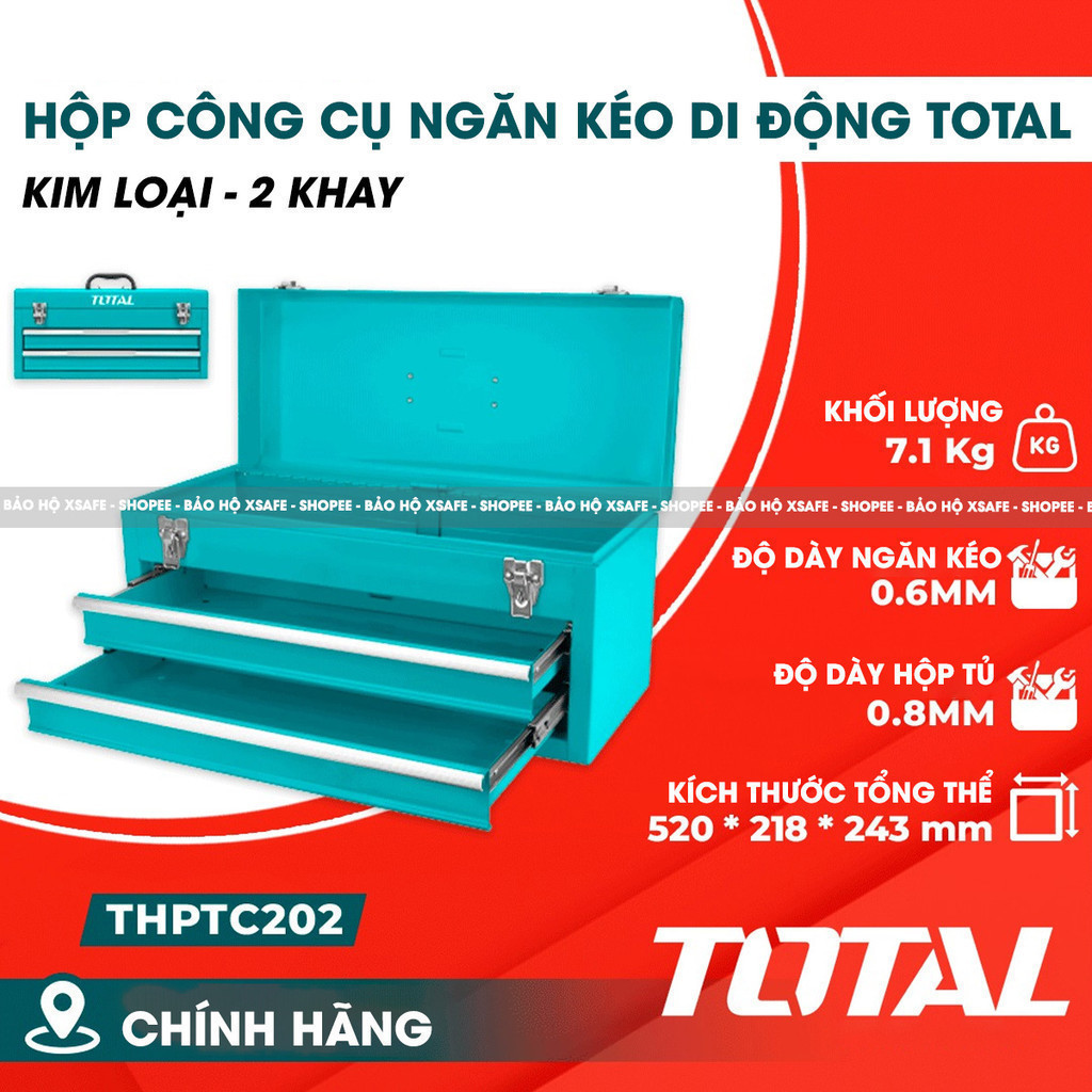 Metal tool box with drawers TOTAL THPTC202 thick and sturdy metal steel ...