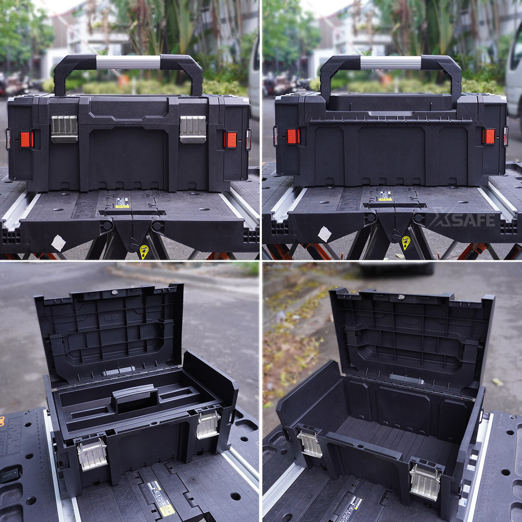 3IN1 Bison tool box, size 21 inches, impact-resistant virgin PP plastic, 2 small boxes for ...