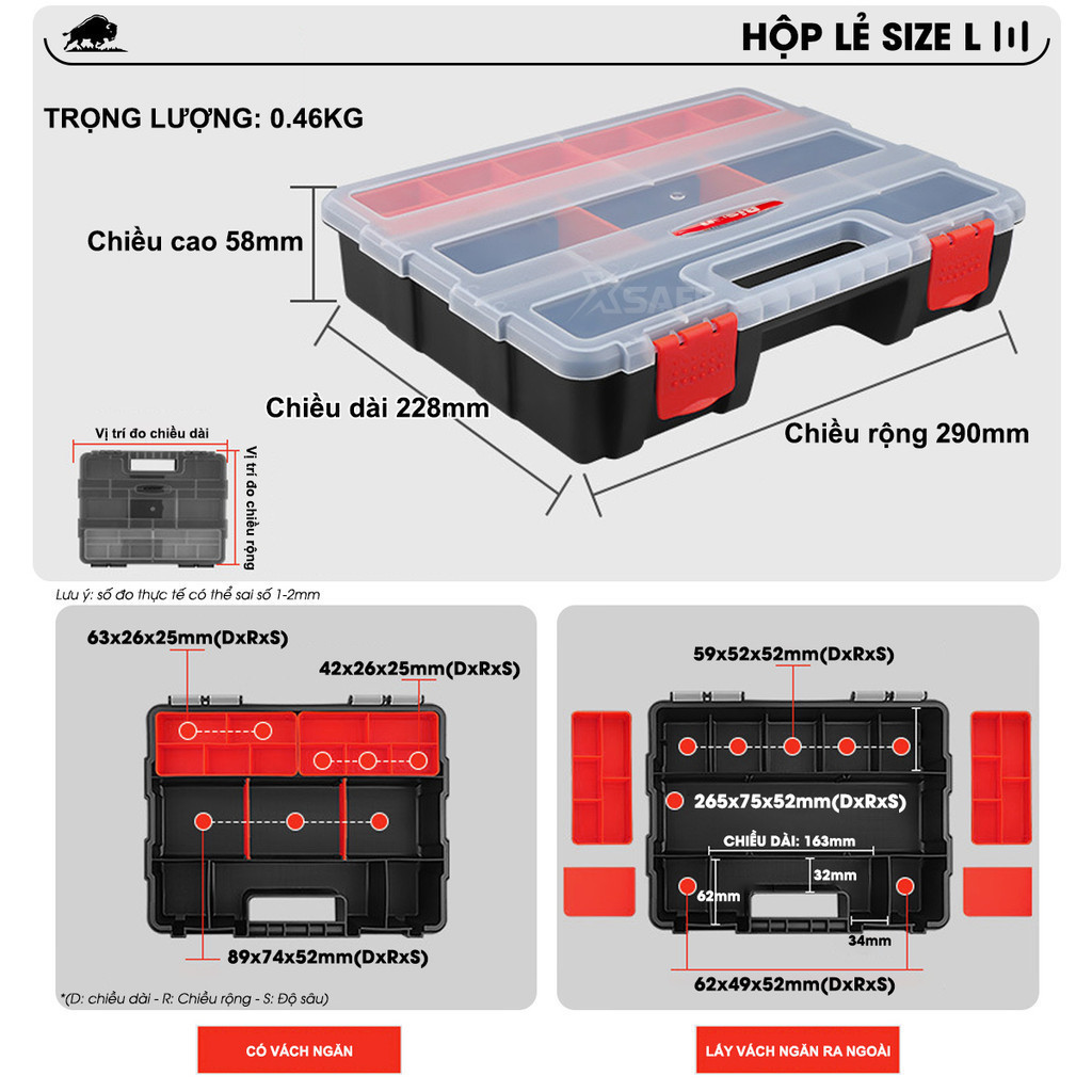 Bison 4-in-1 parts box set with many convenient compartments, used to ...