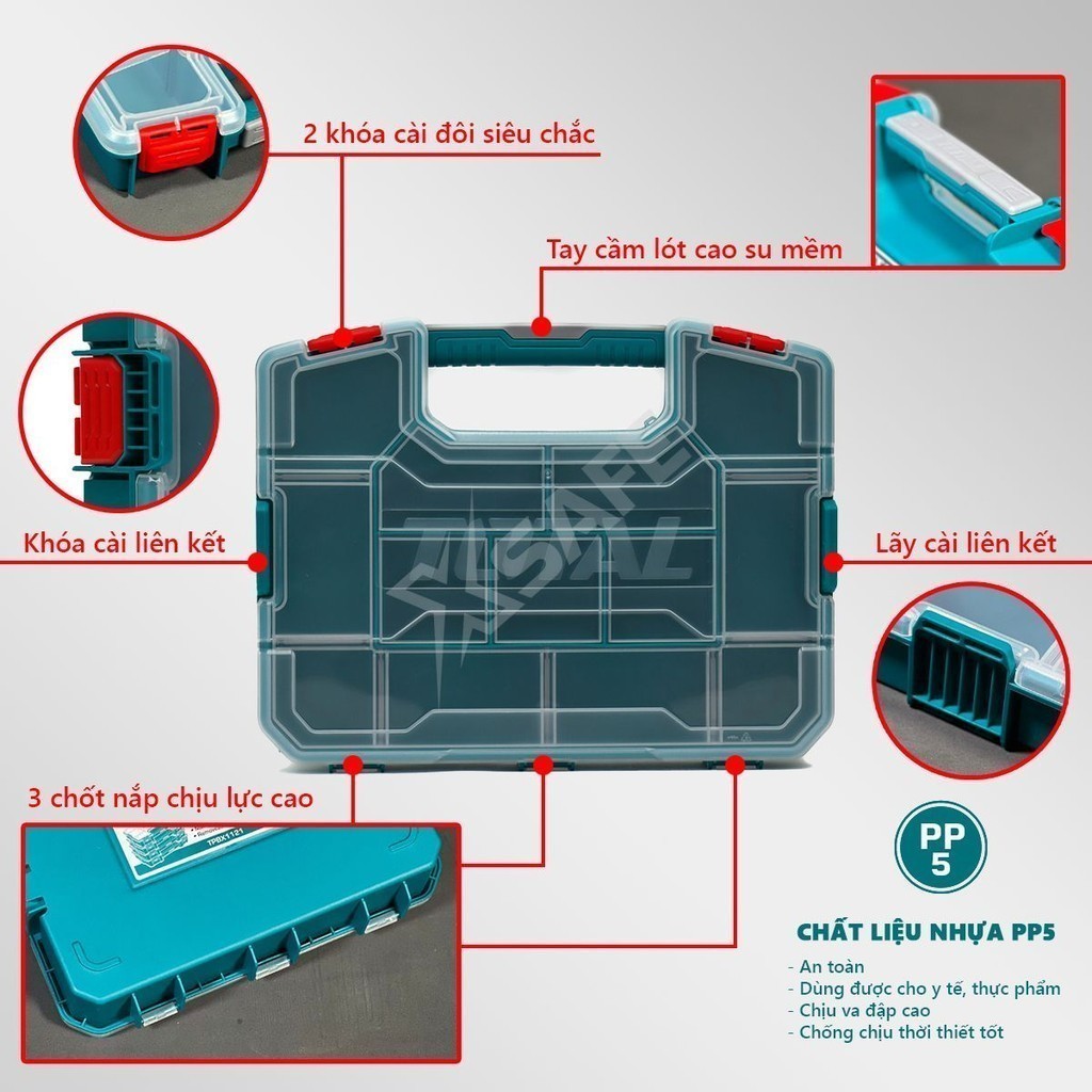 TOTAL TPBX1121 plastic parts box with plastic lock, PP plastic material ...
