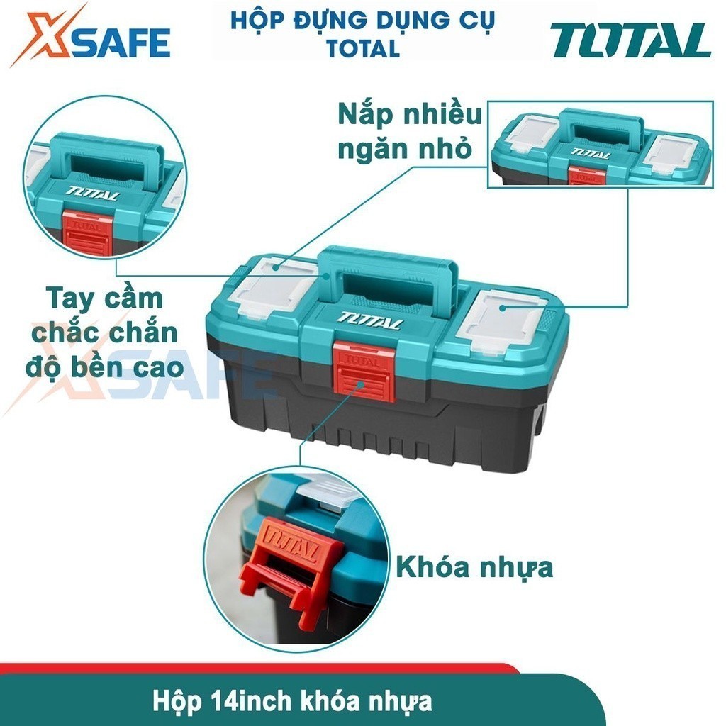 TOTAL tool box, size 14-20 inches, sturdy PP plastic tool box, good ...