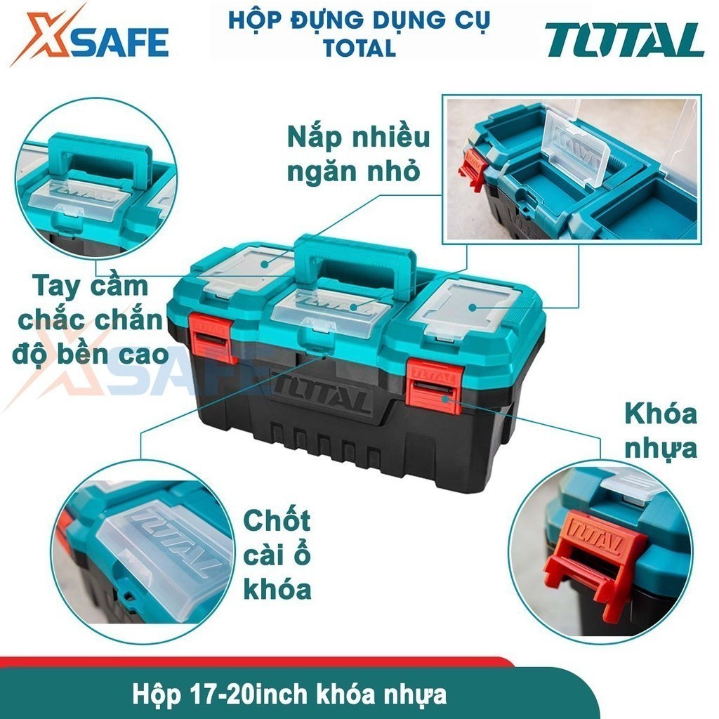 TOTAL tool box, size 14-20 inches, sturdy PP plastic tool box, good ...