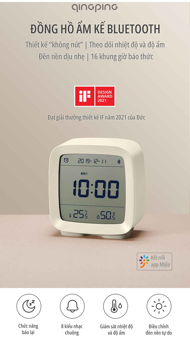 Xiaomi Qingping smart alarm clock with integrated temperature and ...
