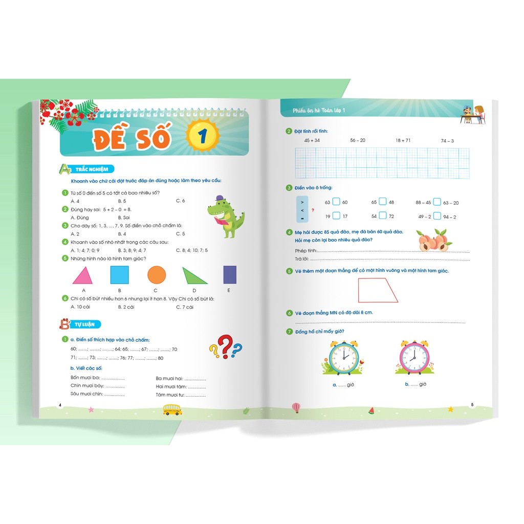 Book - Summer Review Sheet Combo Math + Vietnamese Grade 1 - Strong ...
