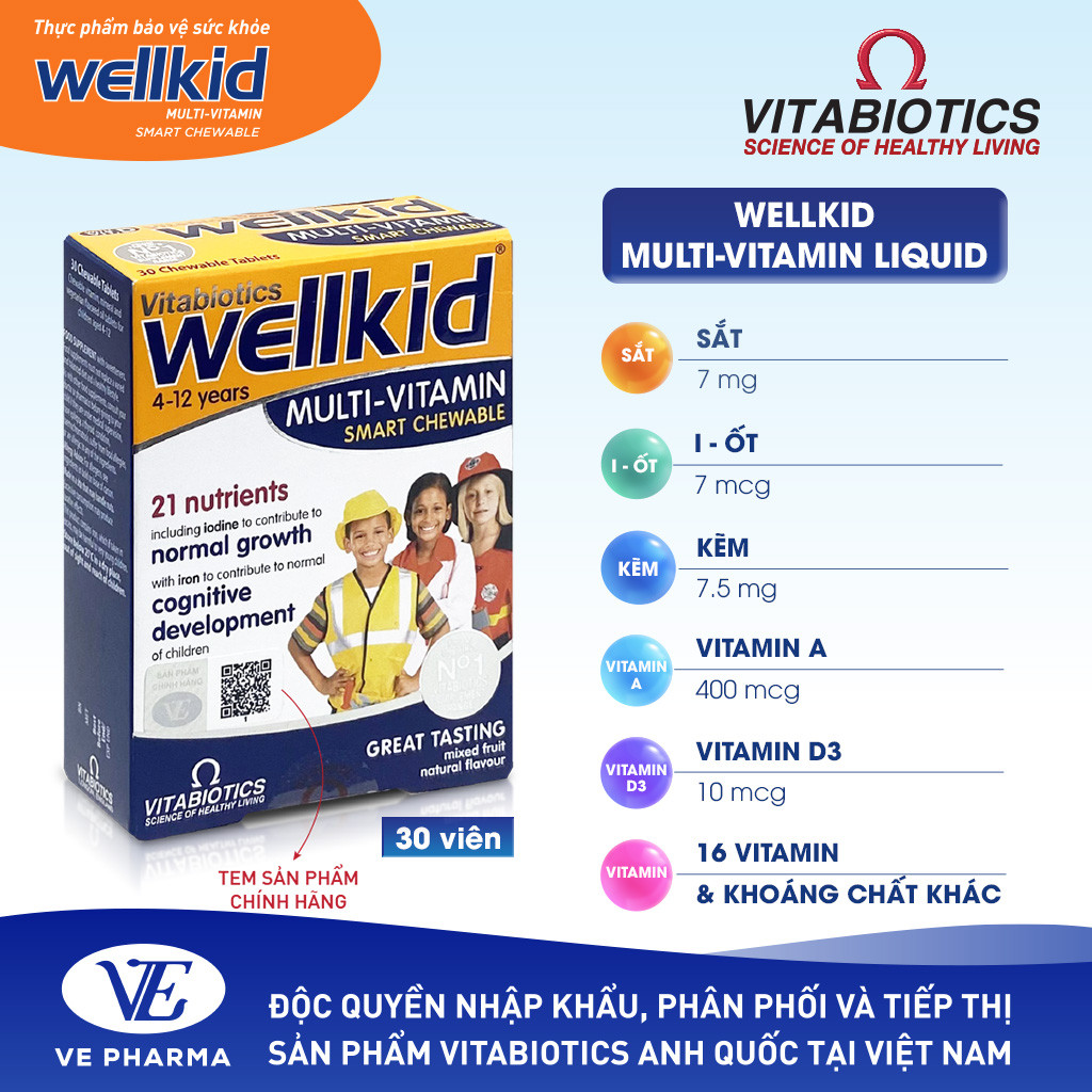Vitabiotics WELLKID MULTI-VITAMIN SMART CHEWABLE CHEWABLE Tablets ...