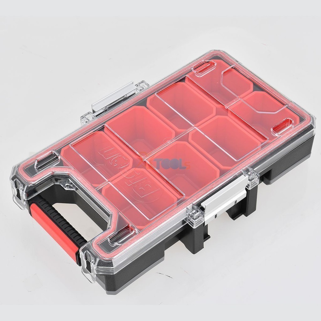Bison IP53 waterproof plastic parts box with 8 removable compartments ...