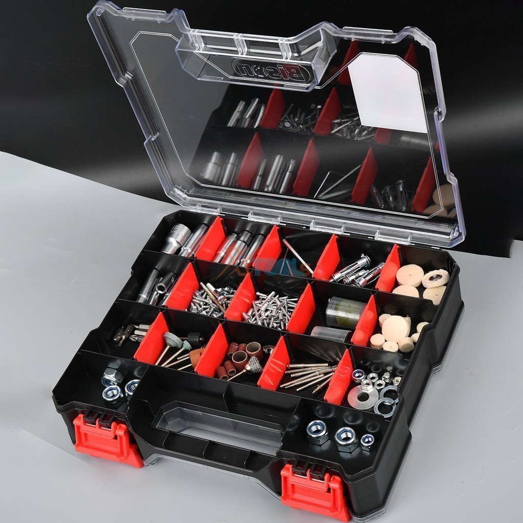 Bison 2-Sided Plastic Component Box With 34 Removable Compartments, 2 ...