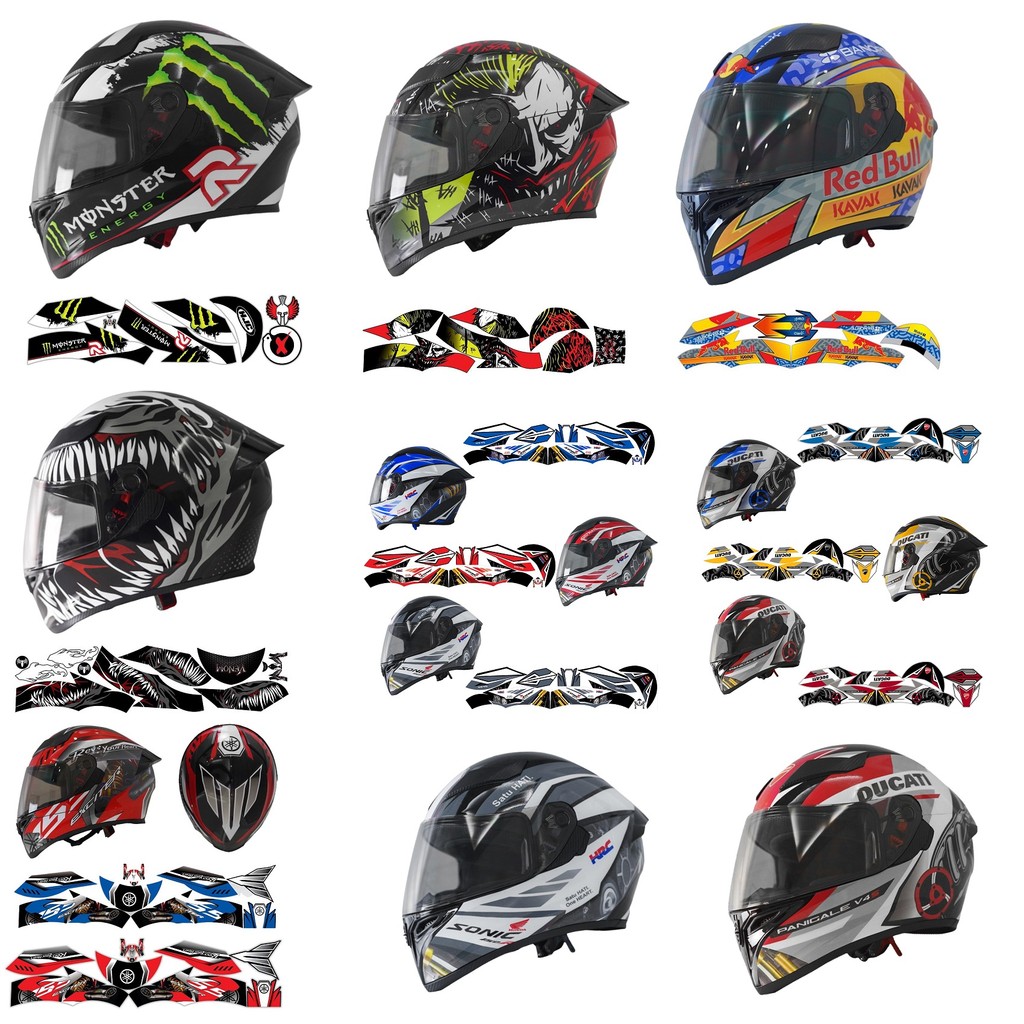 Fullface Helmet Sticker - Extremely Beautiful Helmet Cover Decal (TM05 ...