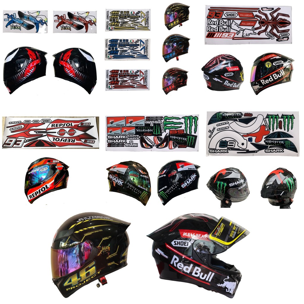Fullface Helmet Stickers in Many Models - Waterproof PVC Decal (TM08 ...