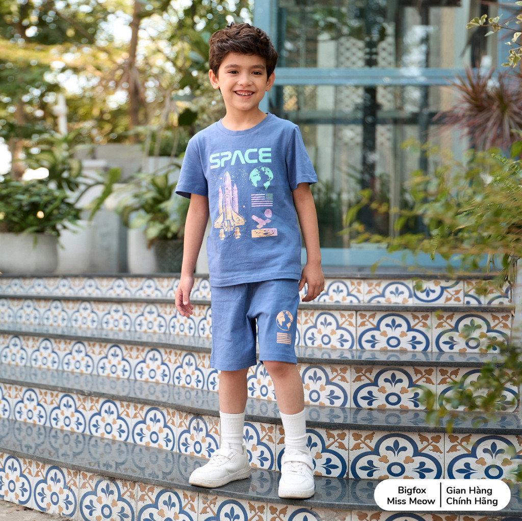 Bigfox Miss Meow boys' summer set to wear at home short sleeve cotton ...