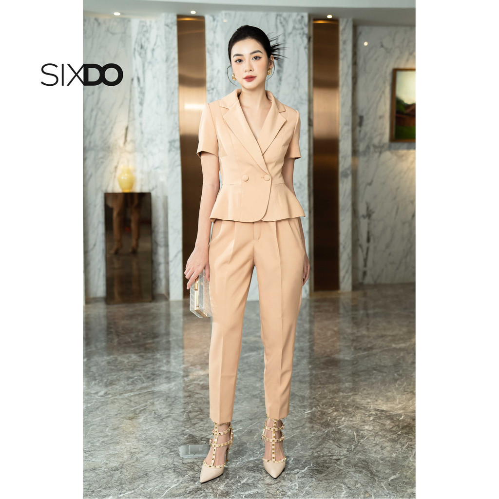 Sixdo Women's Short Sleeve Vest (Dark Beige Peak Lapel Collar Vest ...