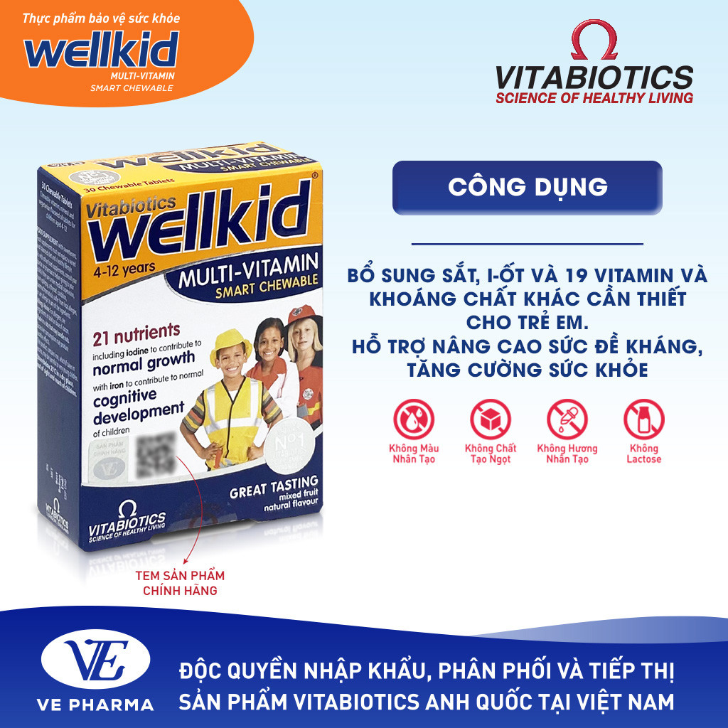 WELLKID MULTI-VITAMIN SMART CHEWABLE Health Protection Food Enhances ...