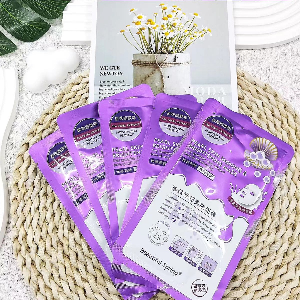 Combo of 10 BEAUTYFUL SPRING Whitening Moisturizing HA Masks (28ml x 10 ...
