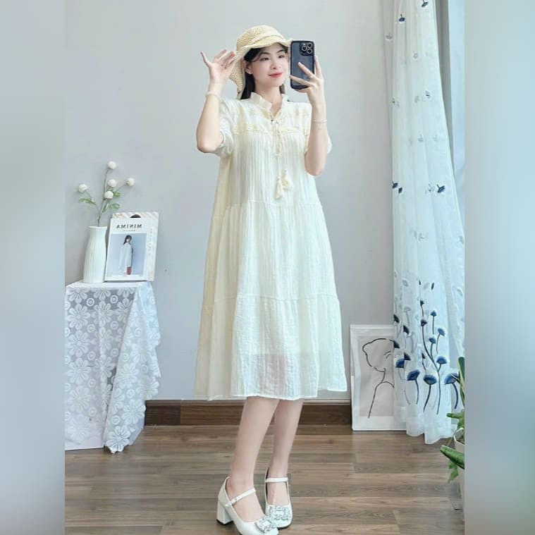 Maternity dress, airy 2-layer white office maternity dress, code V027 ...