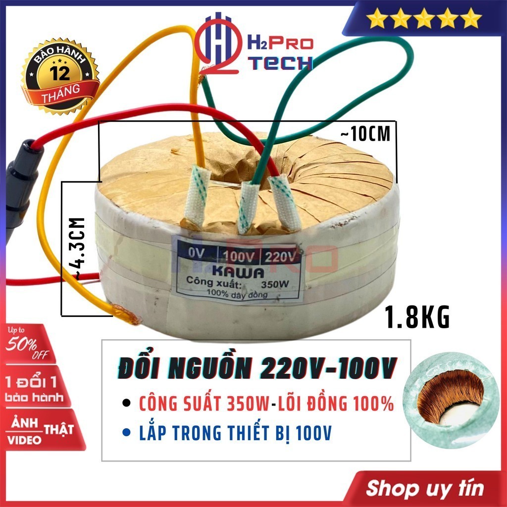 Convert 220V Power to 100V Kawa 350W-500W, 100% Copper Core Installed ...