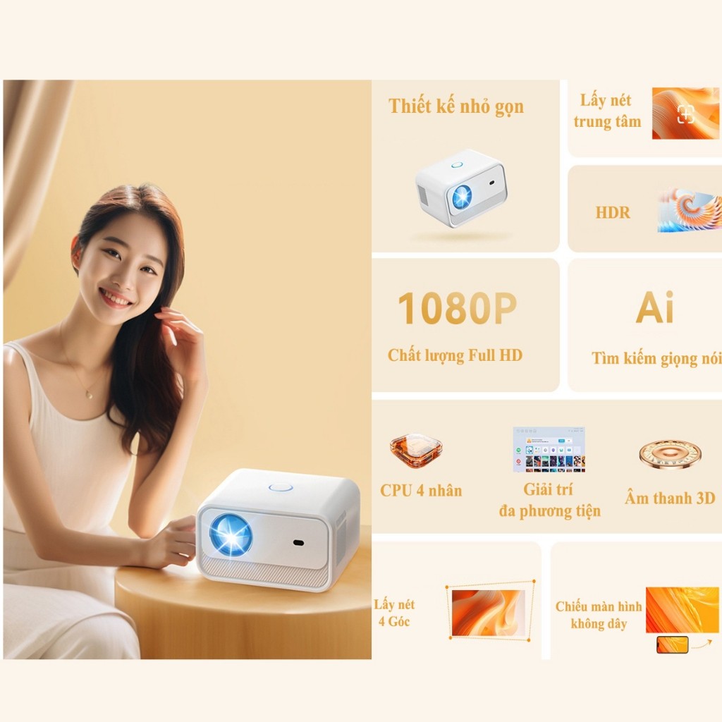 Cy900 Corisu Projector Super Sharp Full HD 1080 Multi-Function, Wifi ...