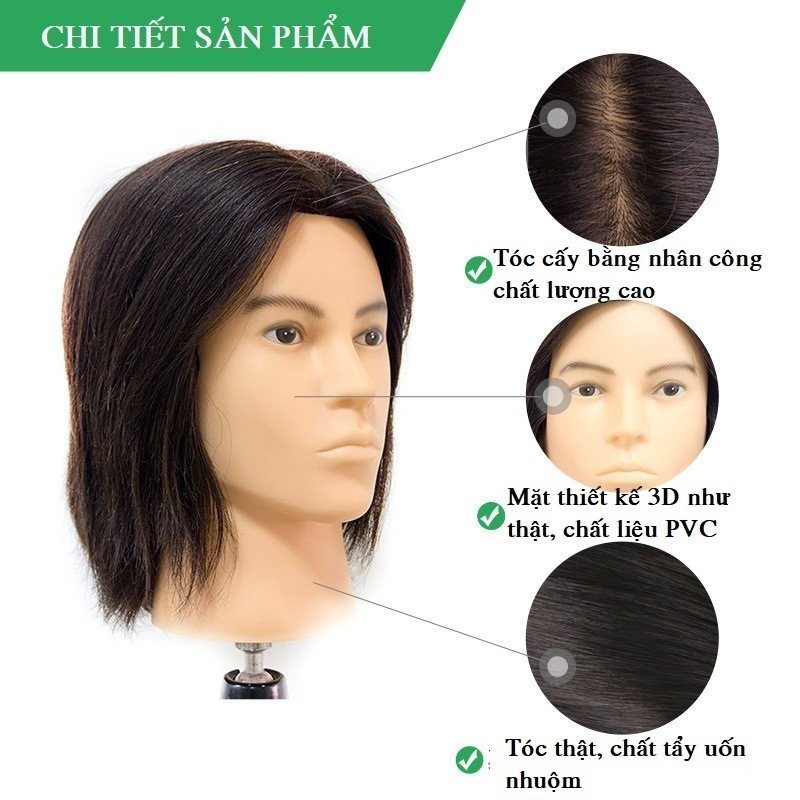 Real Men's Hair Mannequin Head, Men's Ken Head for Bleaching, Perming ...
