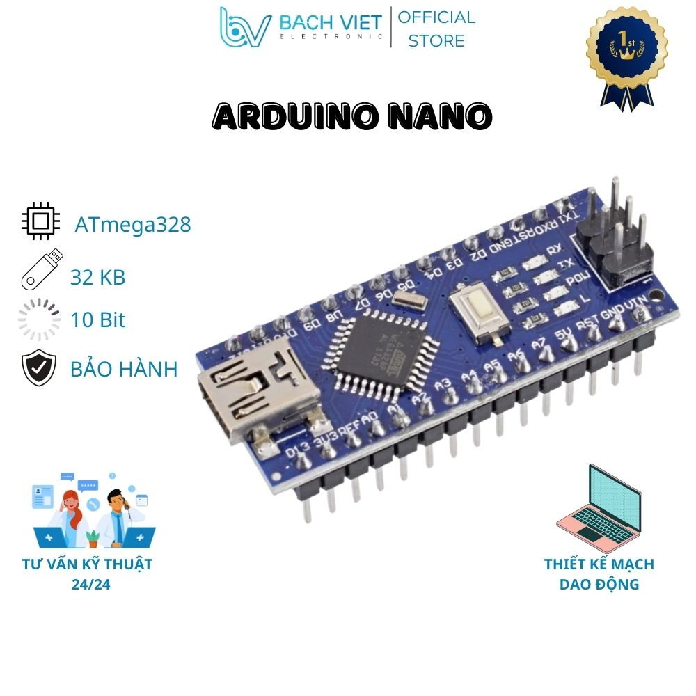 Kit Arduino Nano V3.0 Atmega328 Ch340 embedded programming board for study, industry, automation ...