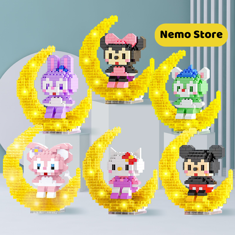 Cute sparkling glowing 3D assembly model of cartoon characters and ...