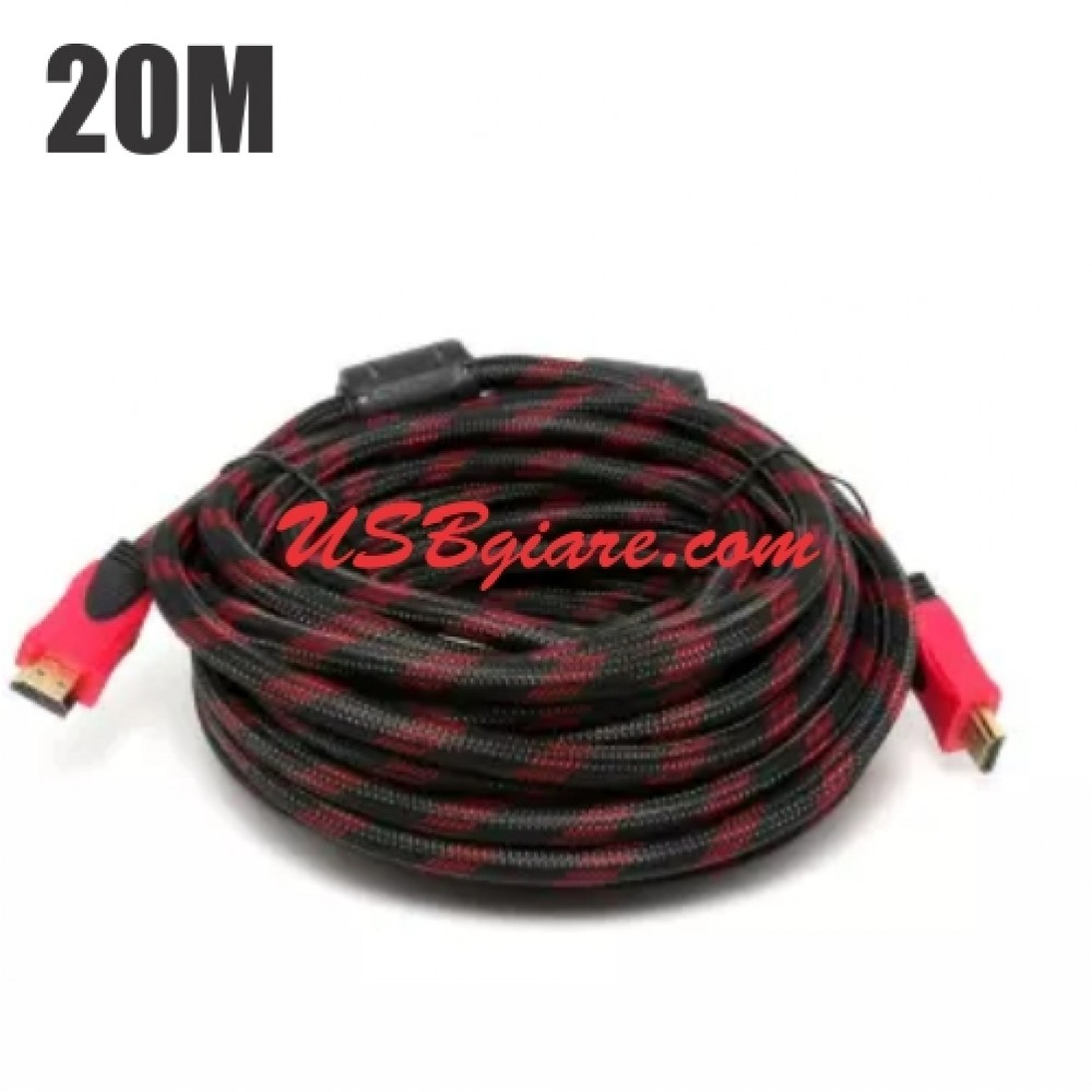 20m HDMI CABLE RED AND BLACK STRIPED MESH CABLE | Shopee Malaysia