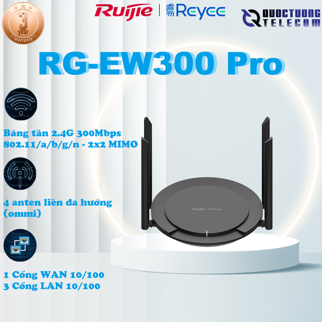 Ruijie 4-Wire Wifi Router RG-EW300 Pro - 300Mbps Band - App Management ...