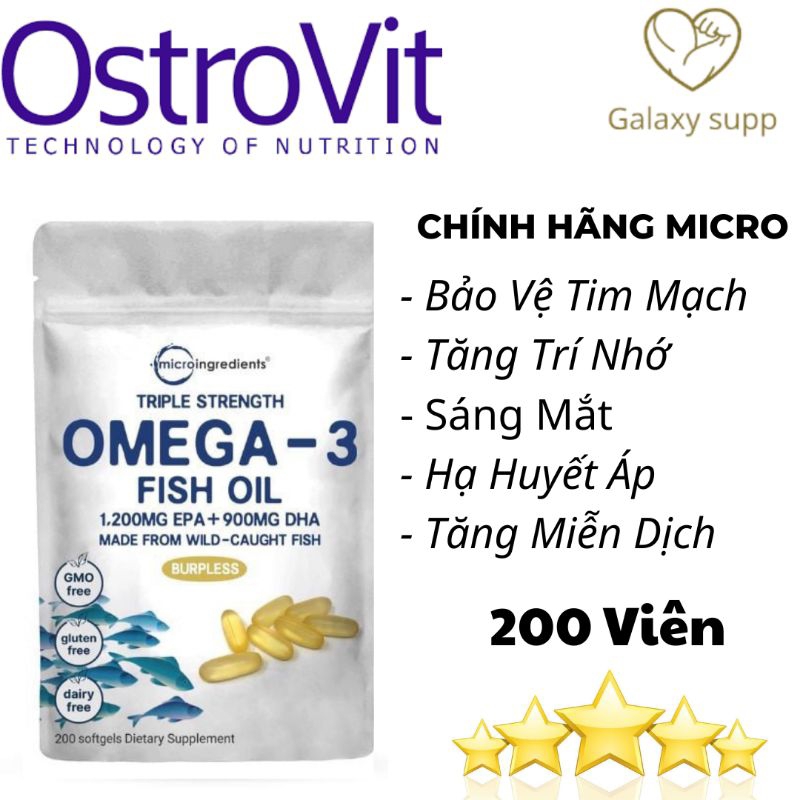Micro Ingredients - Omega-3 Fish Oil Fish Oil (200 capsules) | Shopee ...