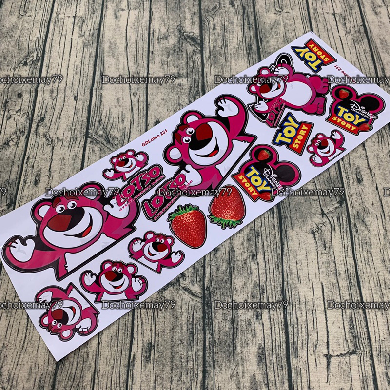 Super cute Lotso Strawberry Bear decal set for decoration and stickers ...