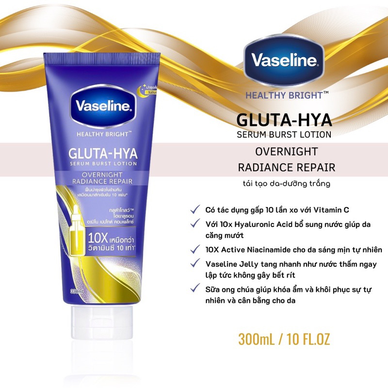 Vaseline Body Lotion 10X GLUTA- HYA 300ML Thailand- Night Body | Shopee ...