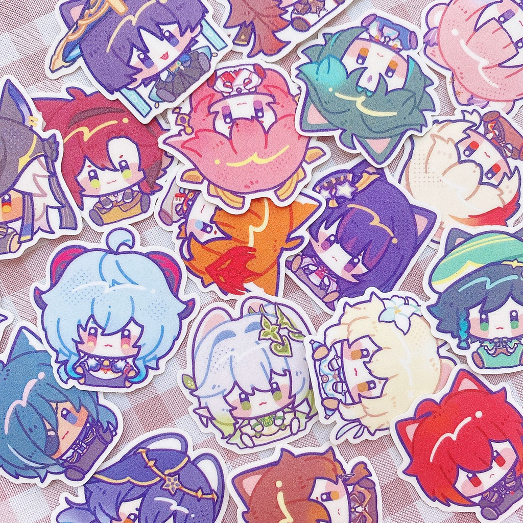 Gacha Genshin Impact - Fluffy Town stickers per pack of 5 stickers ...